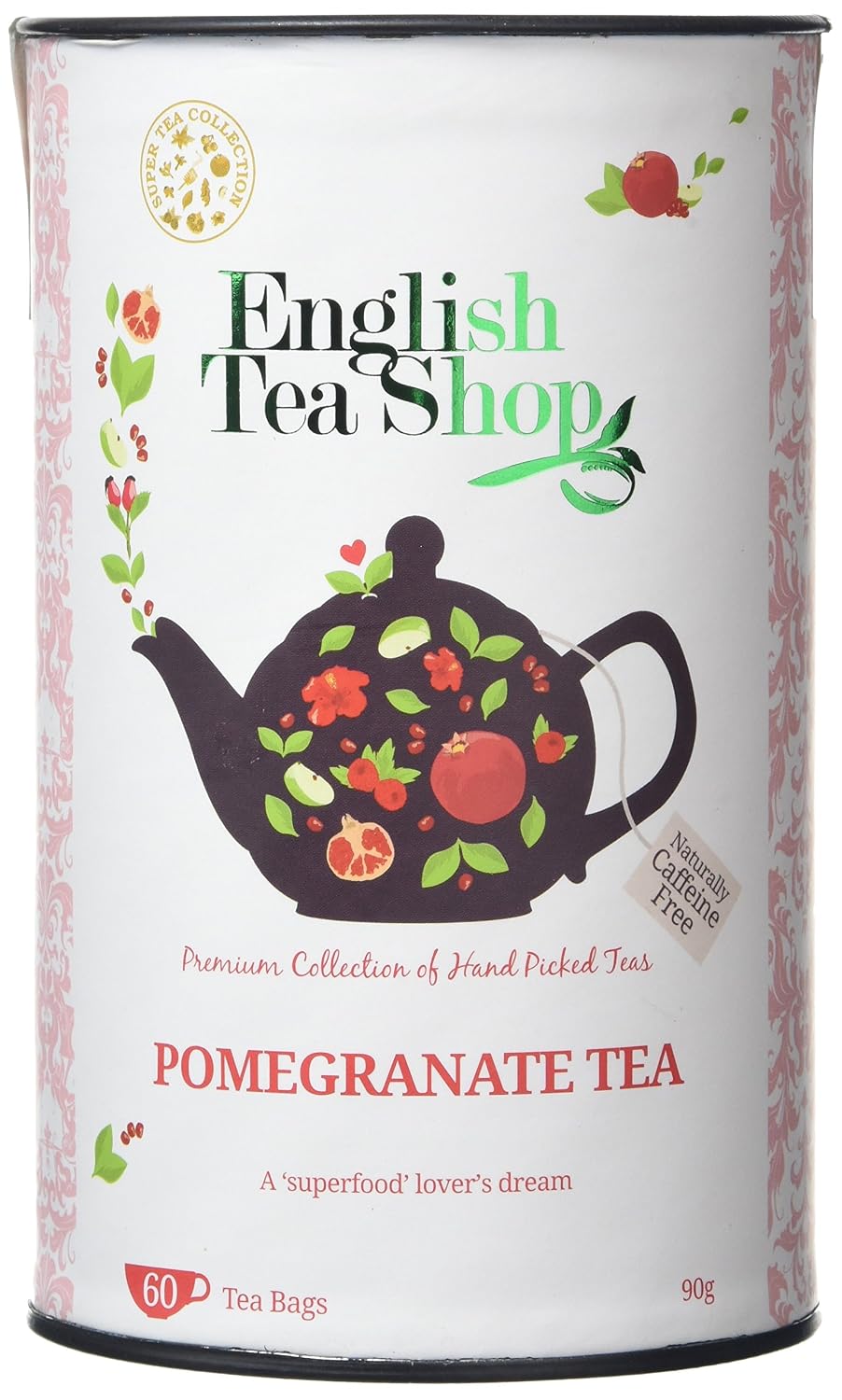 English Tea Shop Super Pomegranate 60 Tagged Tea Bags (Pack of 2 ...