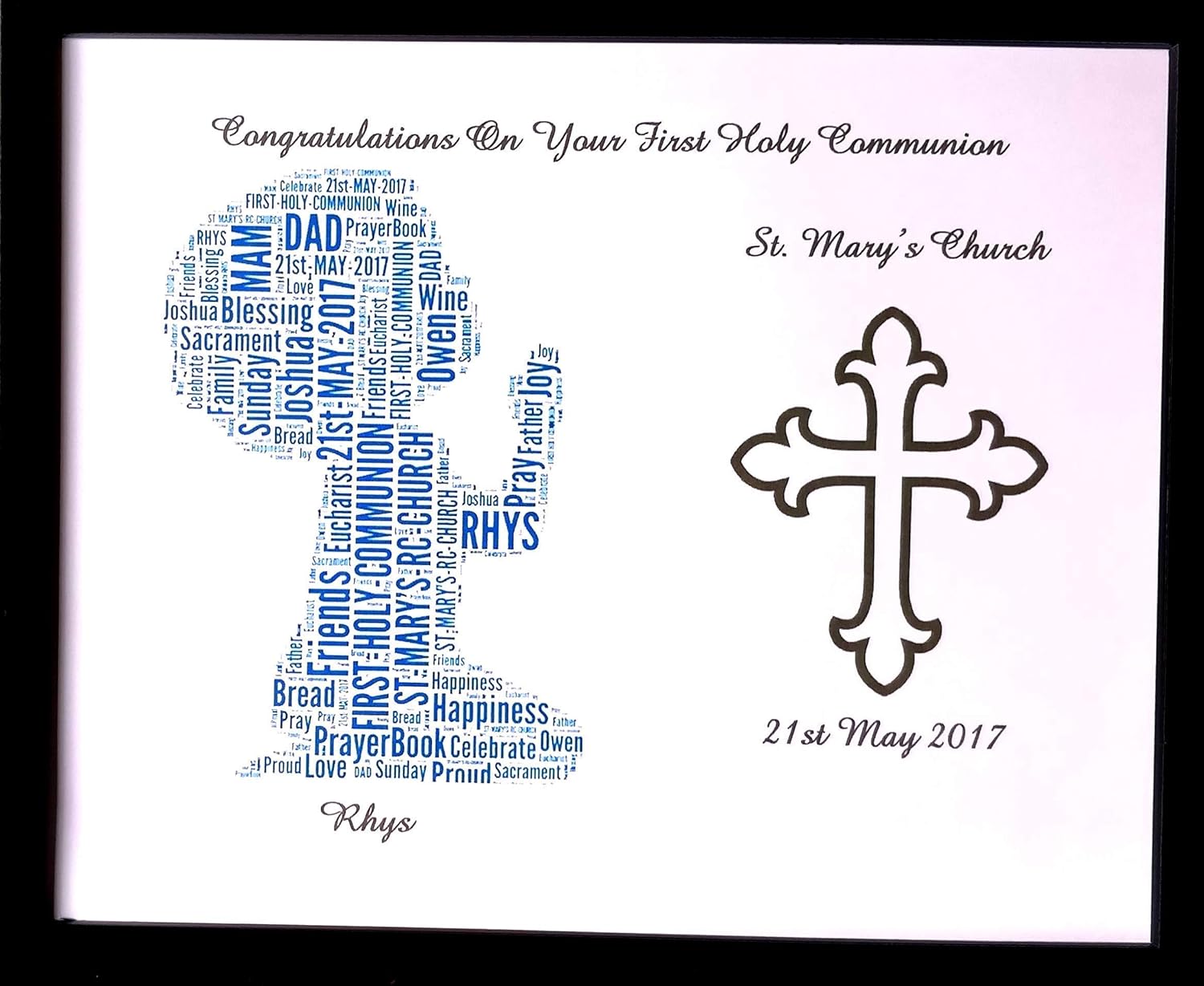 New Personalised Boy or Girl First Holy Communion or Confirmation Word ...