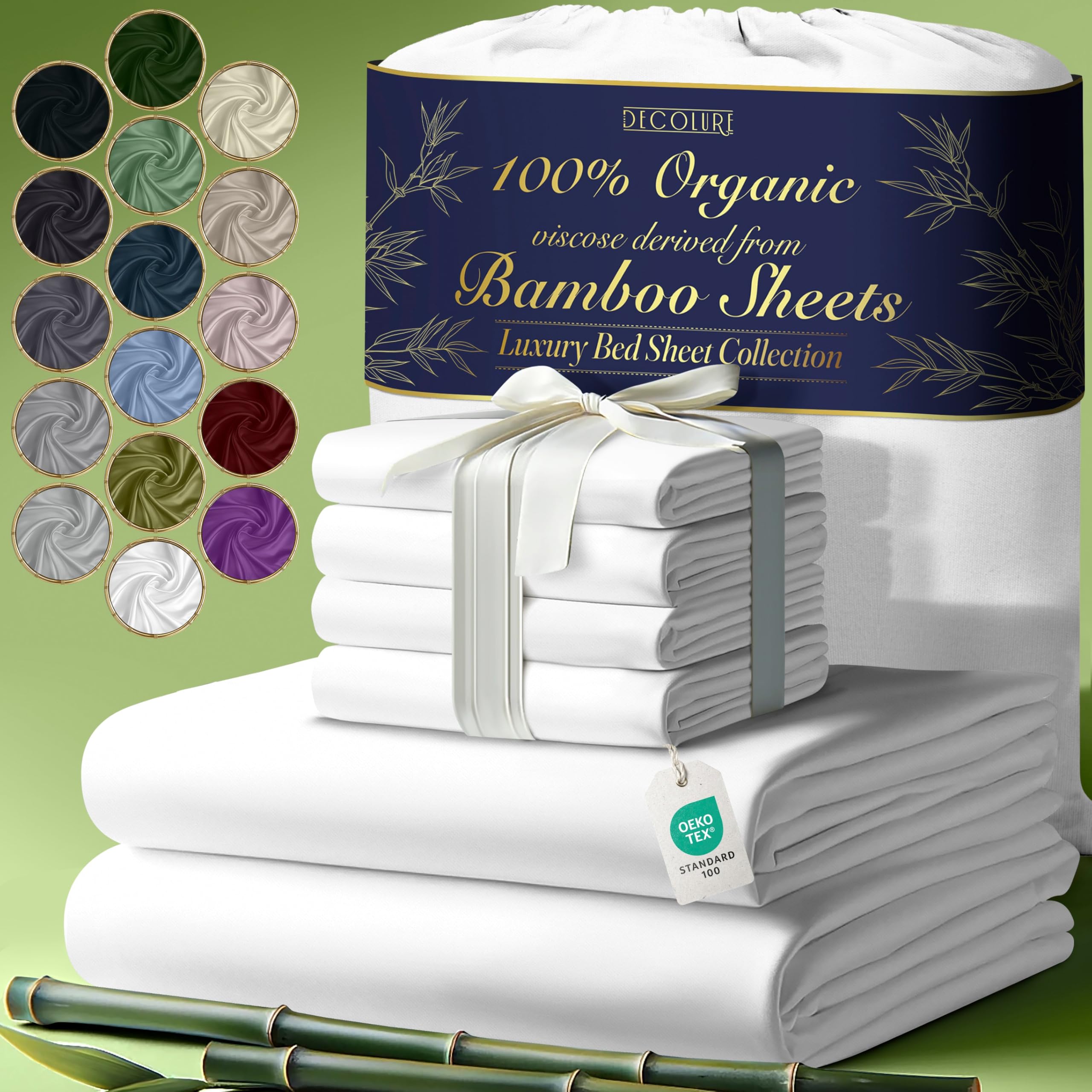 DECOLURE 100% Organic Viscose Derived from Bamboo Sheets Queen Size ...