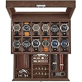 Amazon.com: SONGMICS 12-Slot Watch Box, Lockable Watch Case with Glass ...