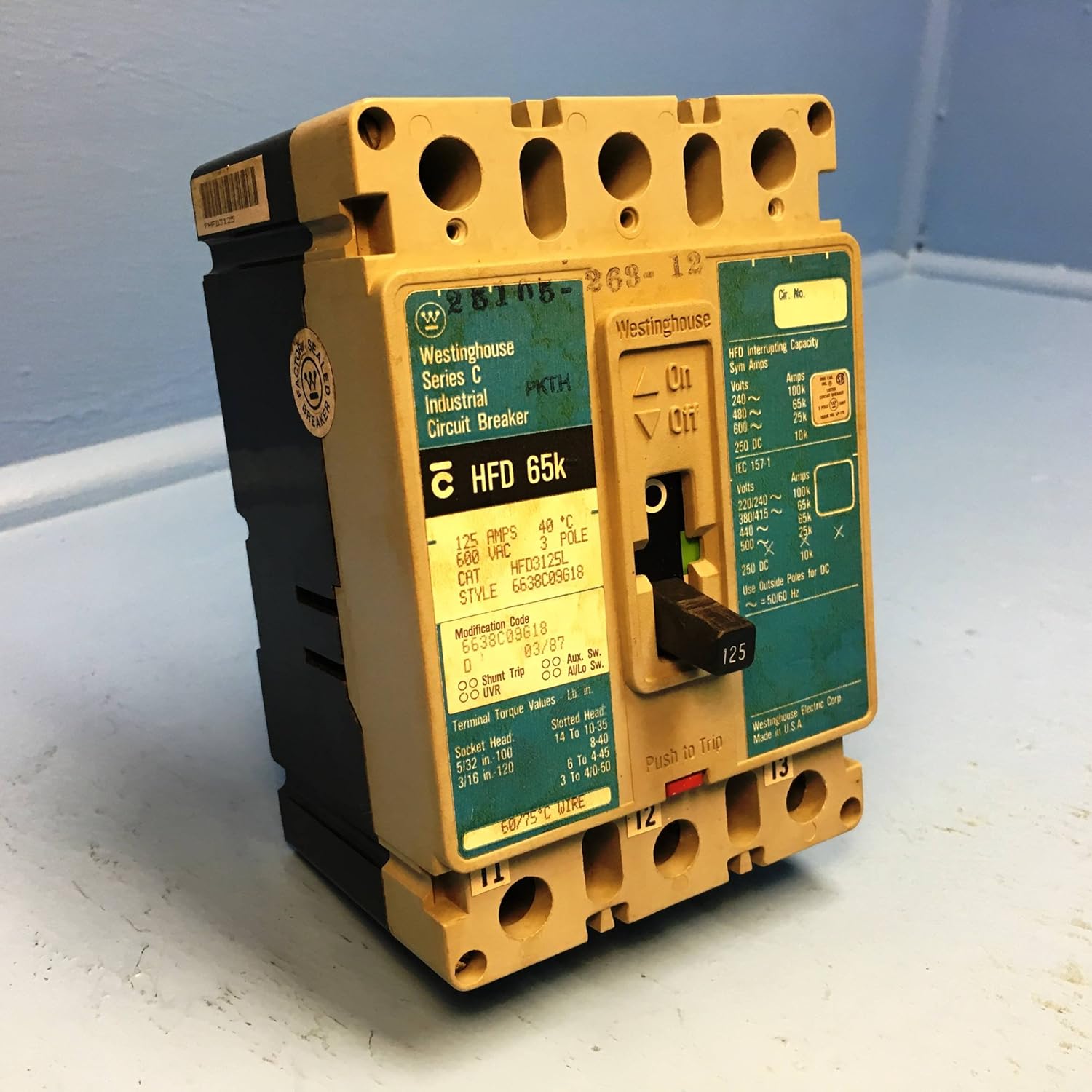 Westinghouse HFD3125L 125A Circuit Breaker Gray HFD3125 CH Cutler ...