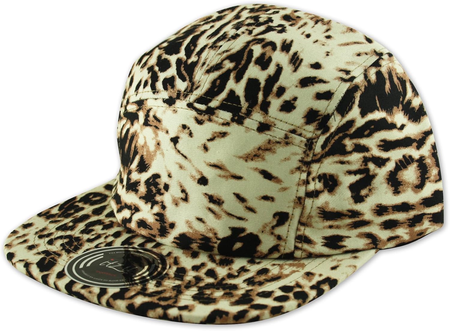 Amazon.com: Itzu Leopard Print Clasp 5 Panel Snapback Baseball Cap Hat ...