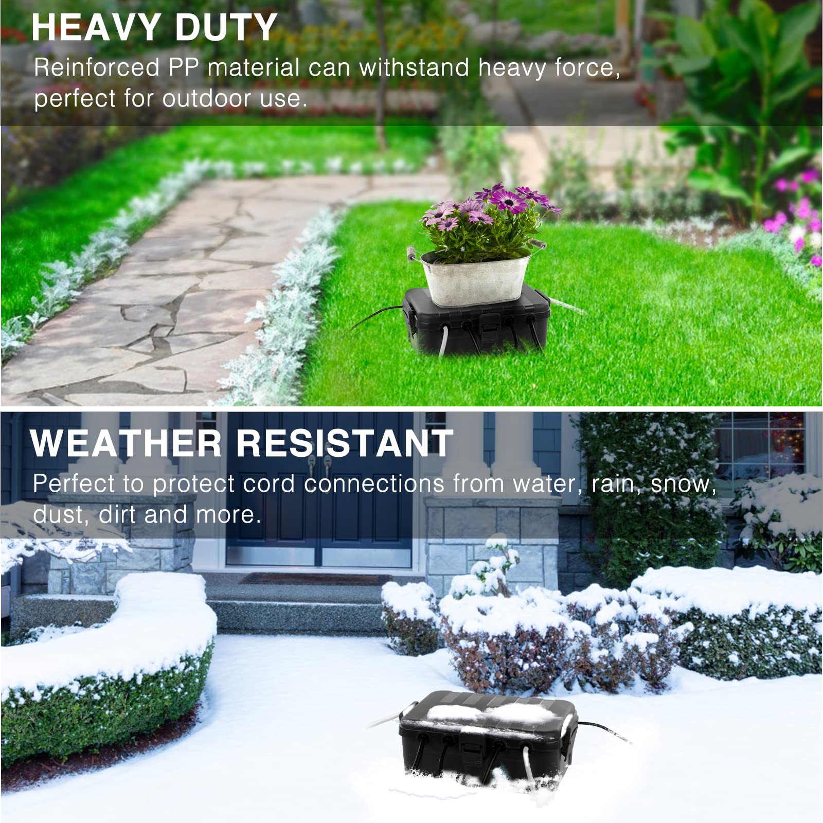 Flemoon Large Outdoor Electrical Box (12.5 X 8.5 X 5 Inch), IP54 Waterproof Extension Cord Cover ...