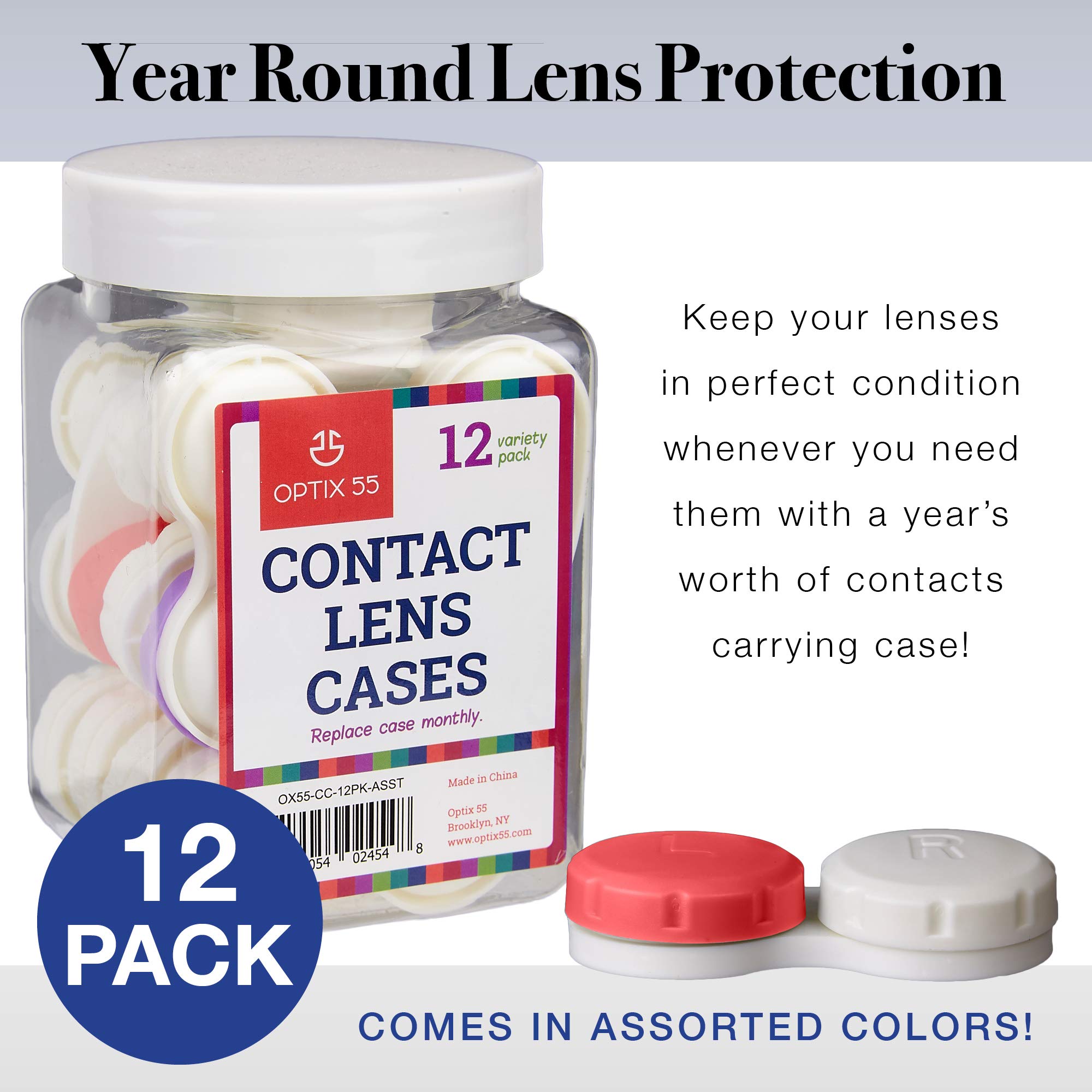 Contact Lens Cases, 12 Pack – Assorted Separate Colors Eye Contact ...
