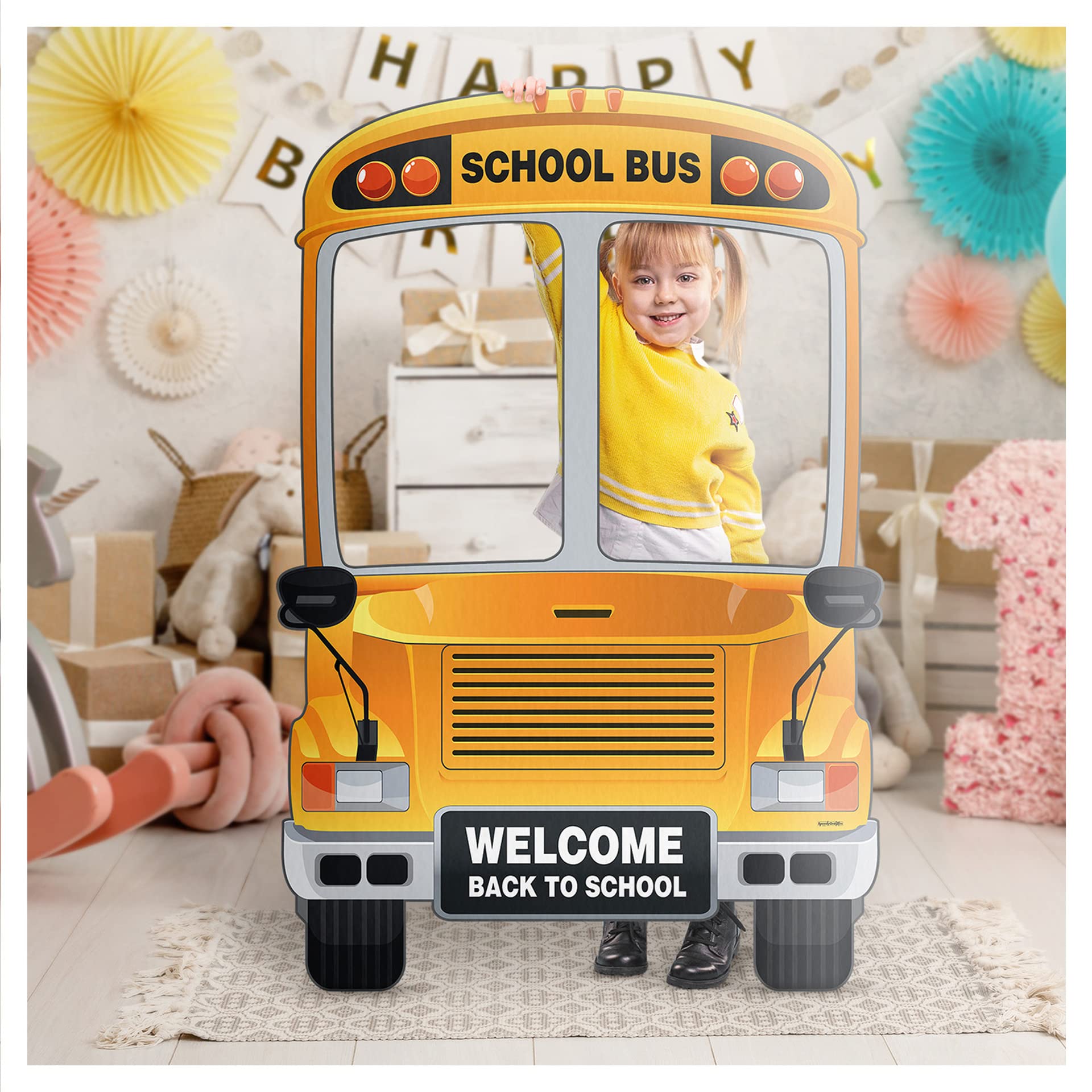 Mua School Bus Photo Frame – Custom Back To School Photo Booth Selfie ...