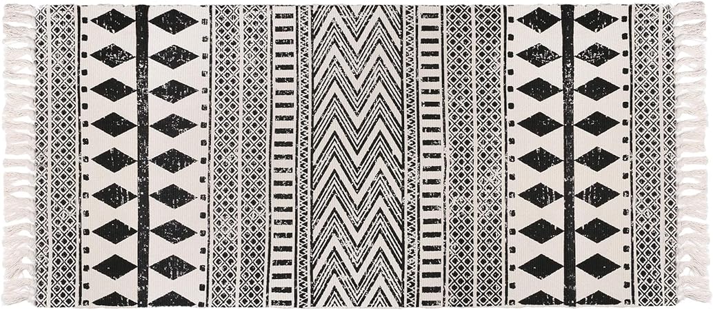 Aonewoe Cotton Area Rugs Machine Washable Cotton Rugs with Tassel ...