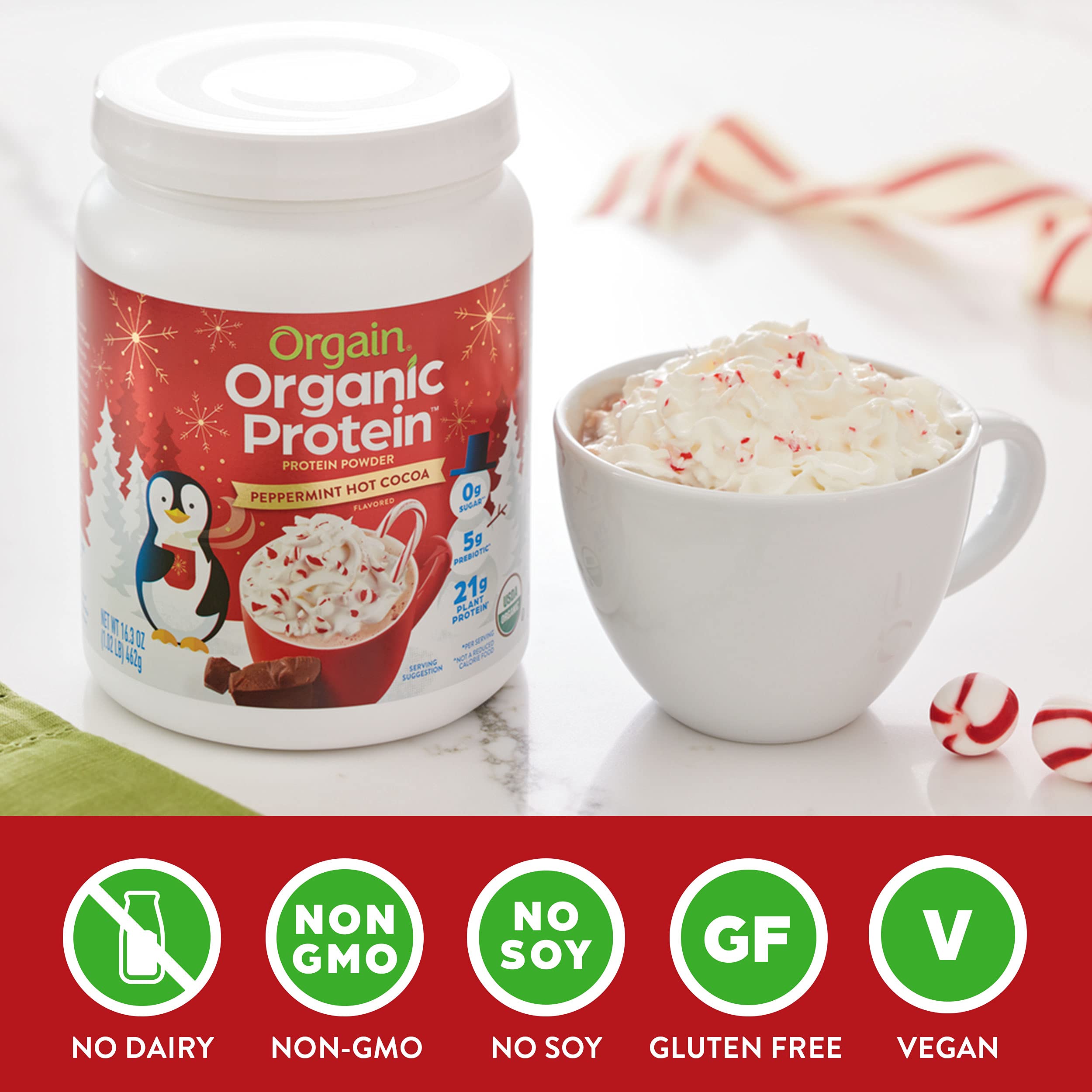 Mua Organic Vegan Protein Powder, Peppermint Hot Cocoa Holiday Flavor ...