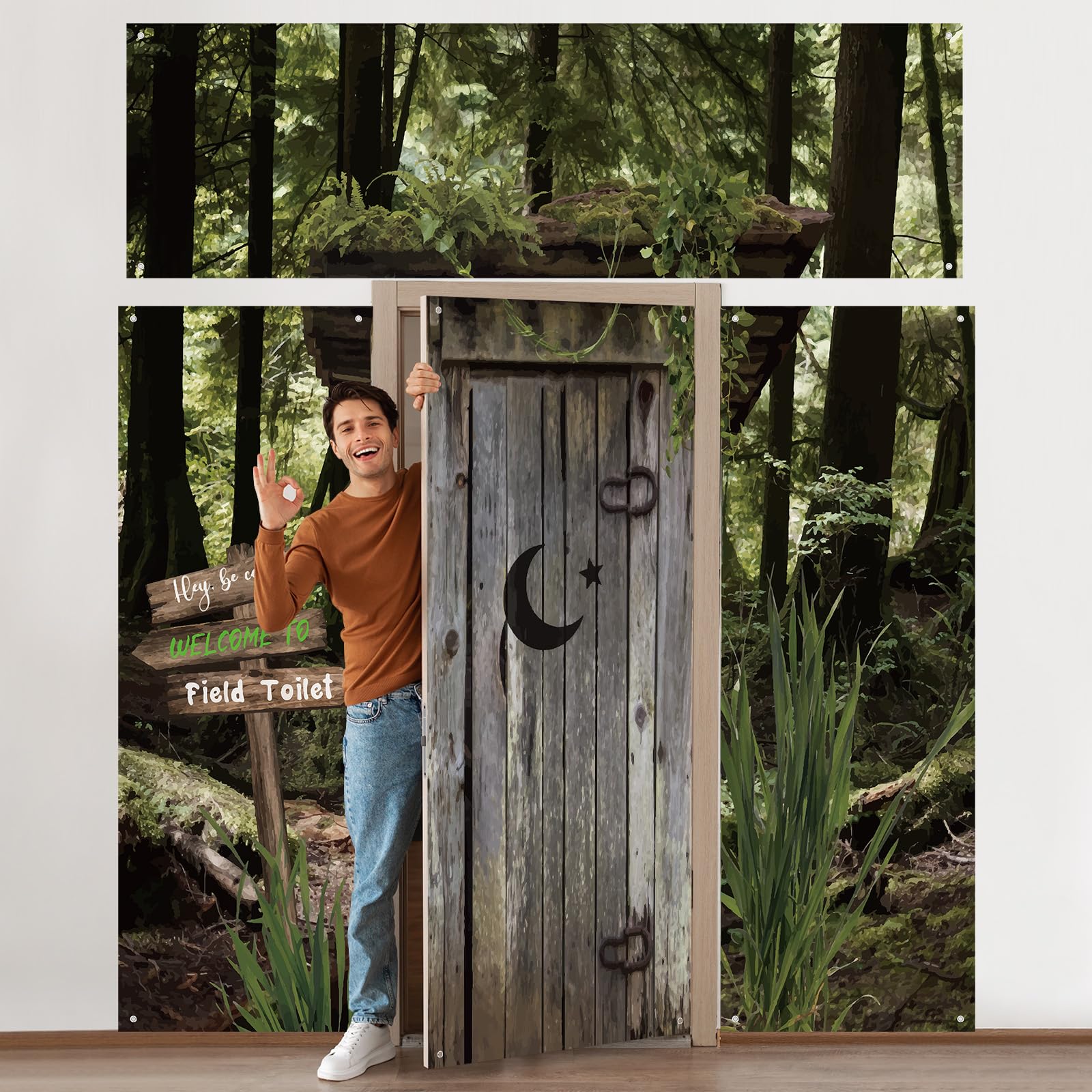 VitalCozy 4 Pcs 2.95 x 6.56 ft Halloween Outhouse Door Cover Outhouse ...