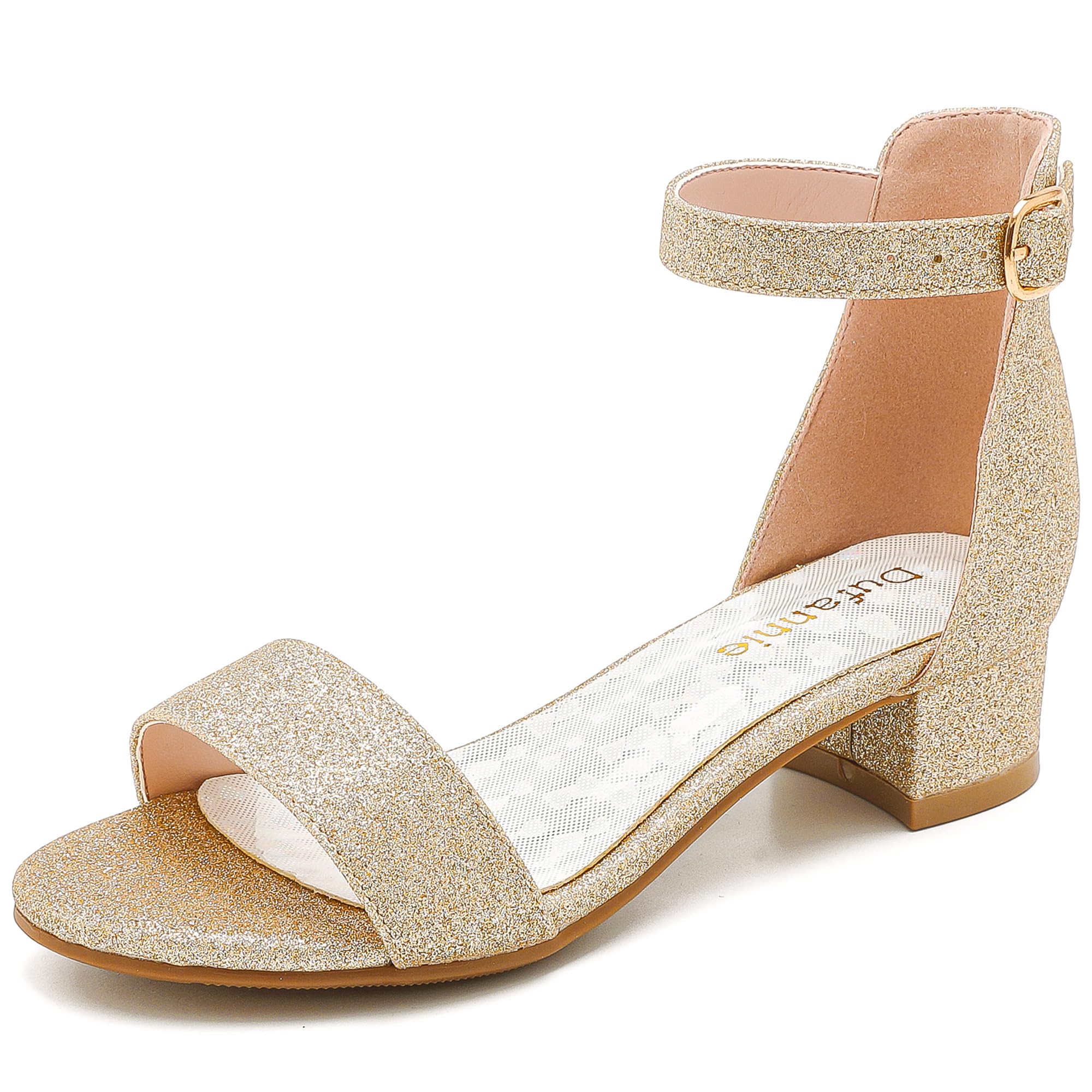 Dufannie Gold Dress Shoes for Girls High Heel Little Kid Sandals ...