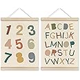 Amazon.com: HRQKO Numbers Alphabet Poster Hanger Frame Set of 2, ABC ...