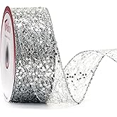 Amazon.com: MEEDEE Champagne Gold Glitter Ribbon - 2.5 Inch Square Mesh ...