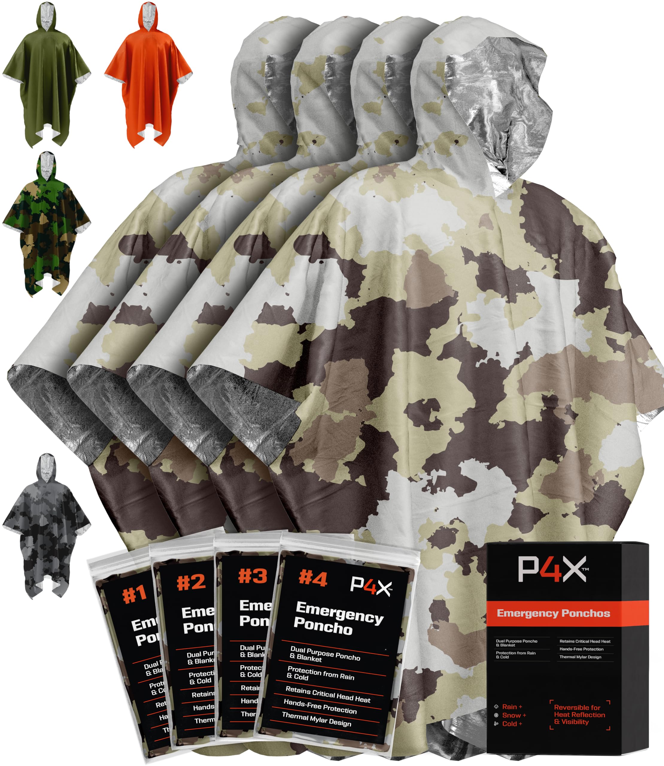 PREPARED4X Emergency Poncho with Mylar Blanket Liner – Heavy Duty ...