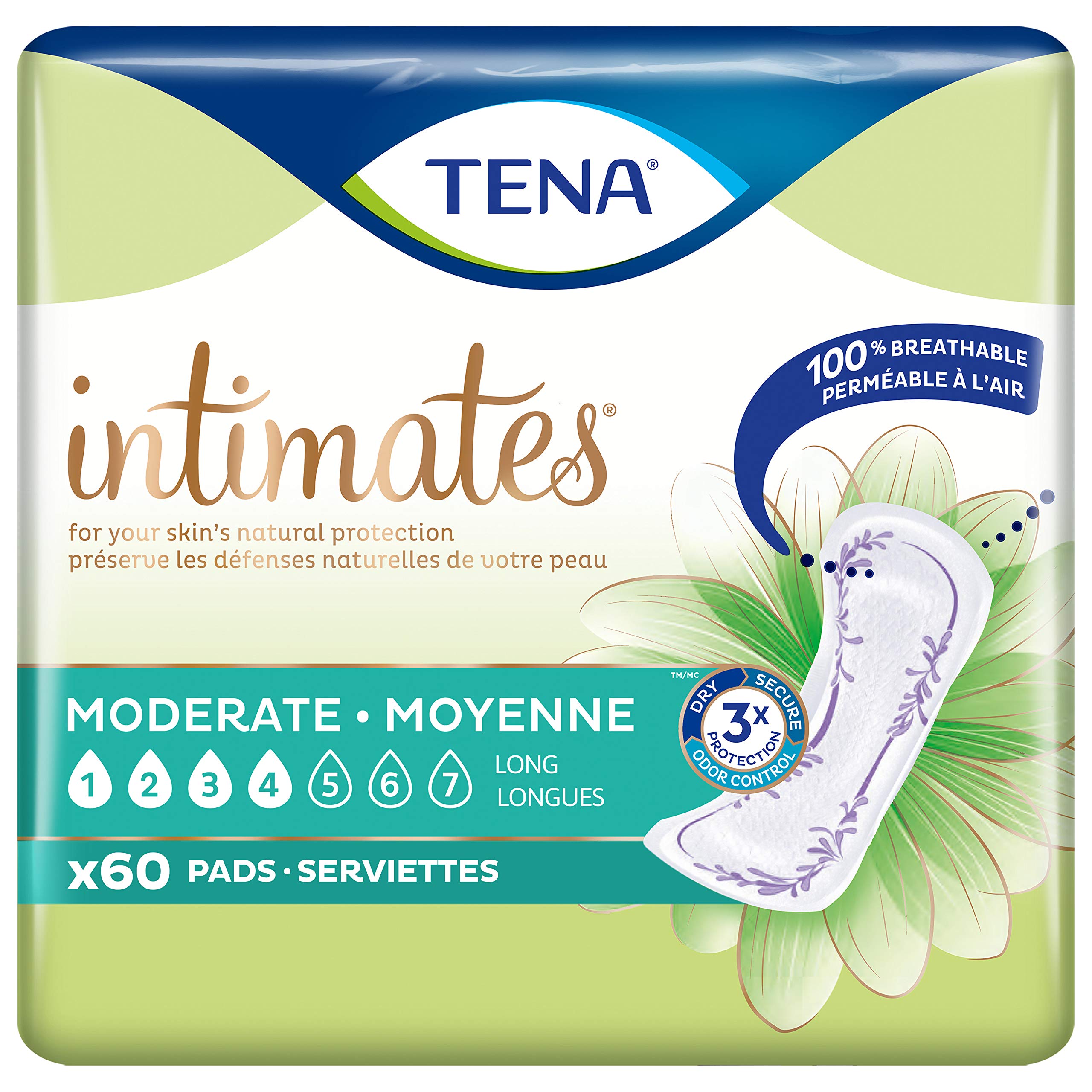 Tena Intimates Moderate Long Incontinence Pad For Women, 60 Count for ...