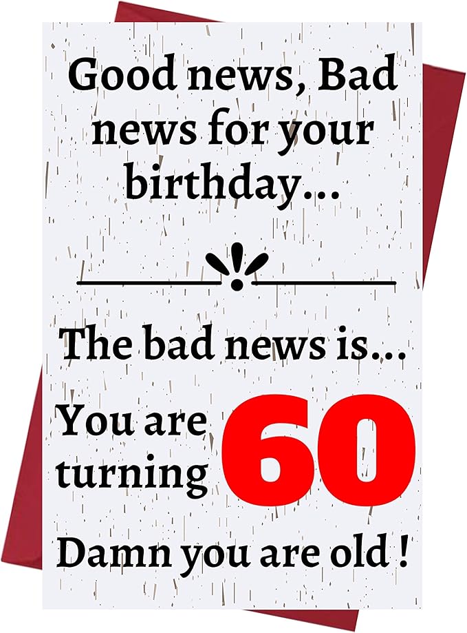Amazon.com : Funny Offensive Rude Sarcasm 60th Birthday Cards for Women ...