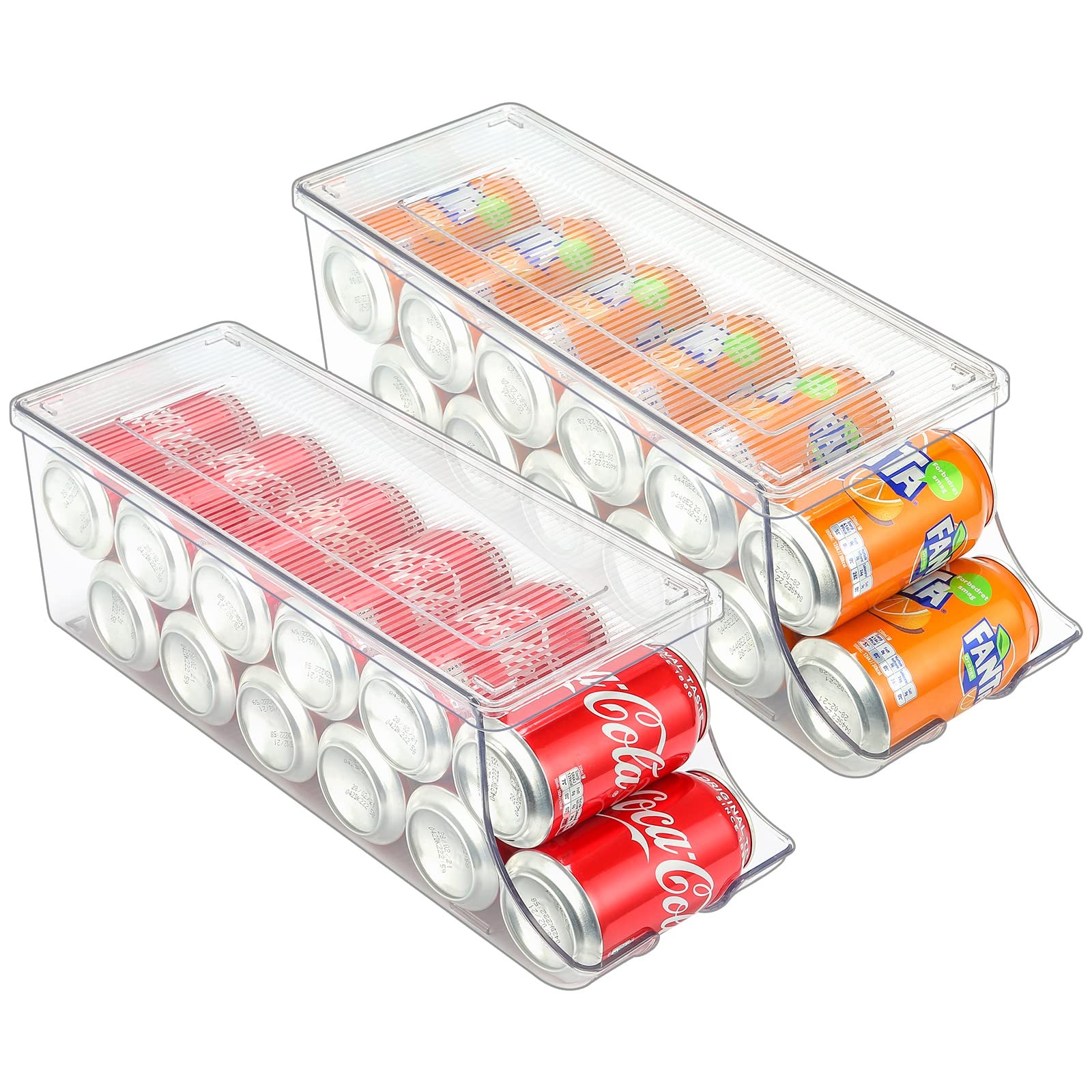 Puricon 2 Pack Soda Can Organizer Dispenser for Refrigerator, Clear ...