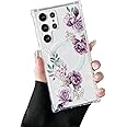 Amazon.com: DEFBSC Magnetic Case for Samsung Galaxy S22 Ultra [Work with Magsafe] Clear Floral ...