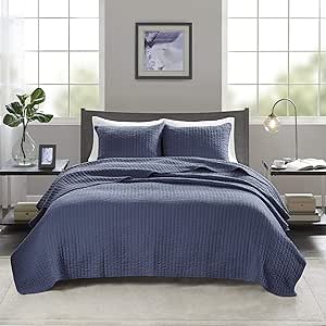 Amazon.com: Madison Park Keaton Quilt Set-Casual Channel Stitching ...