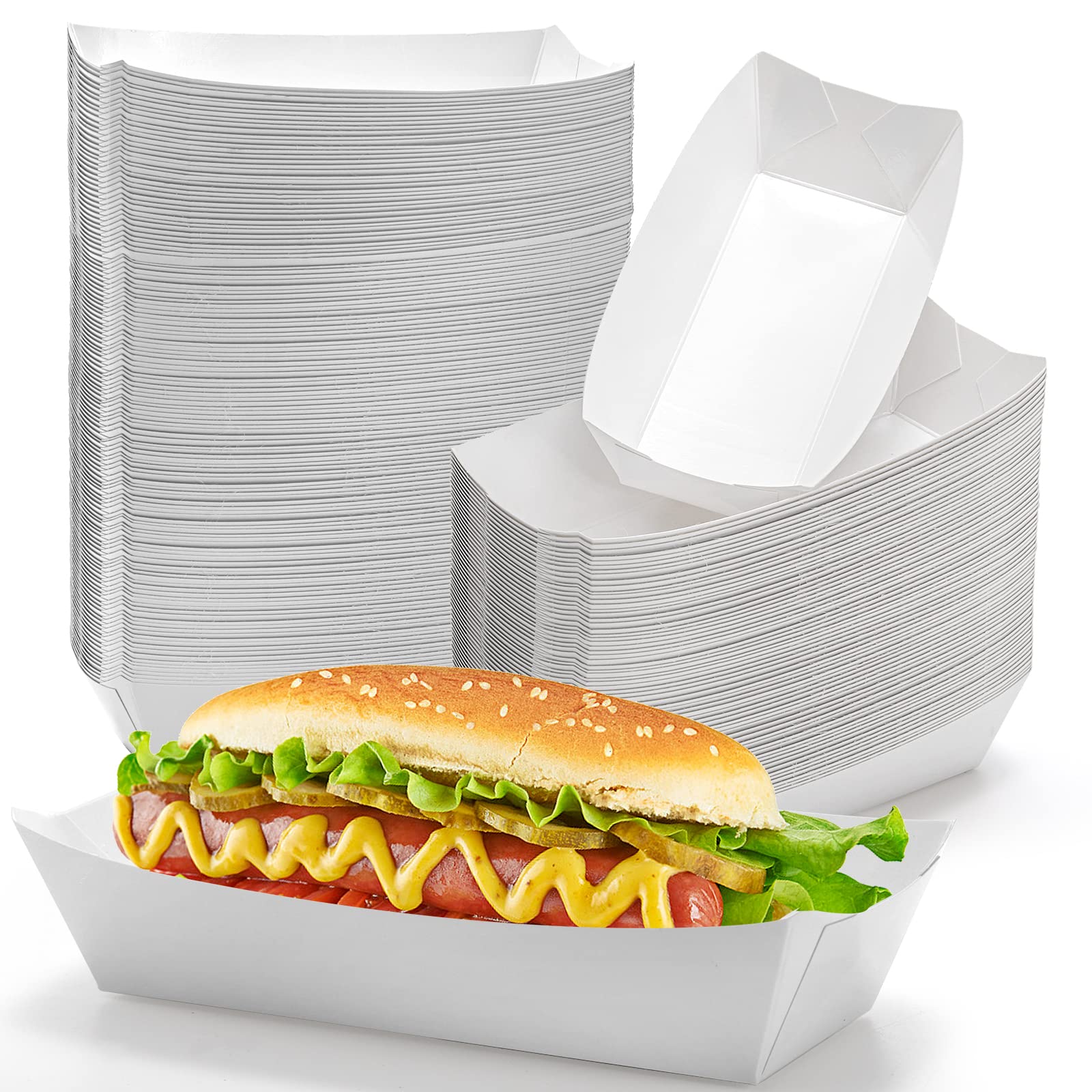 Lyellfe 200 Pack Paper Food Boats, 3 Lb Disposable Hot Dog Trays ...