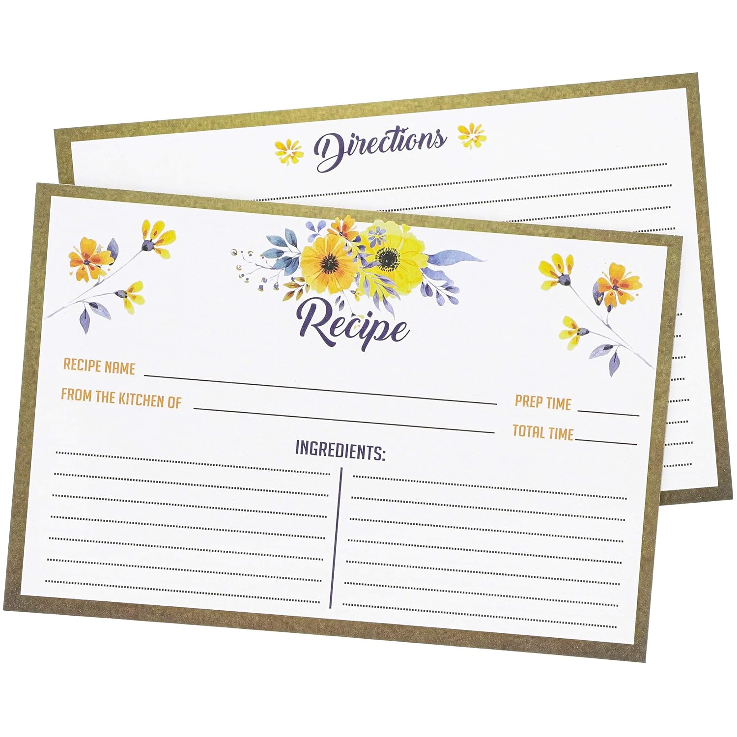 Amazon.com: Juvale 60-Pack Floral 4x6 Double Sided Blank Recipe Index ...