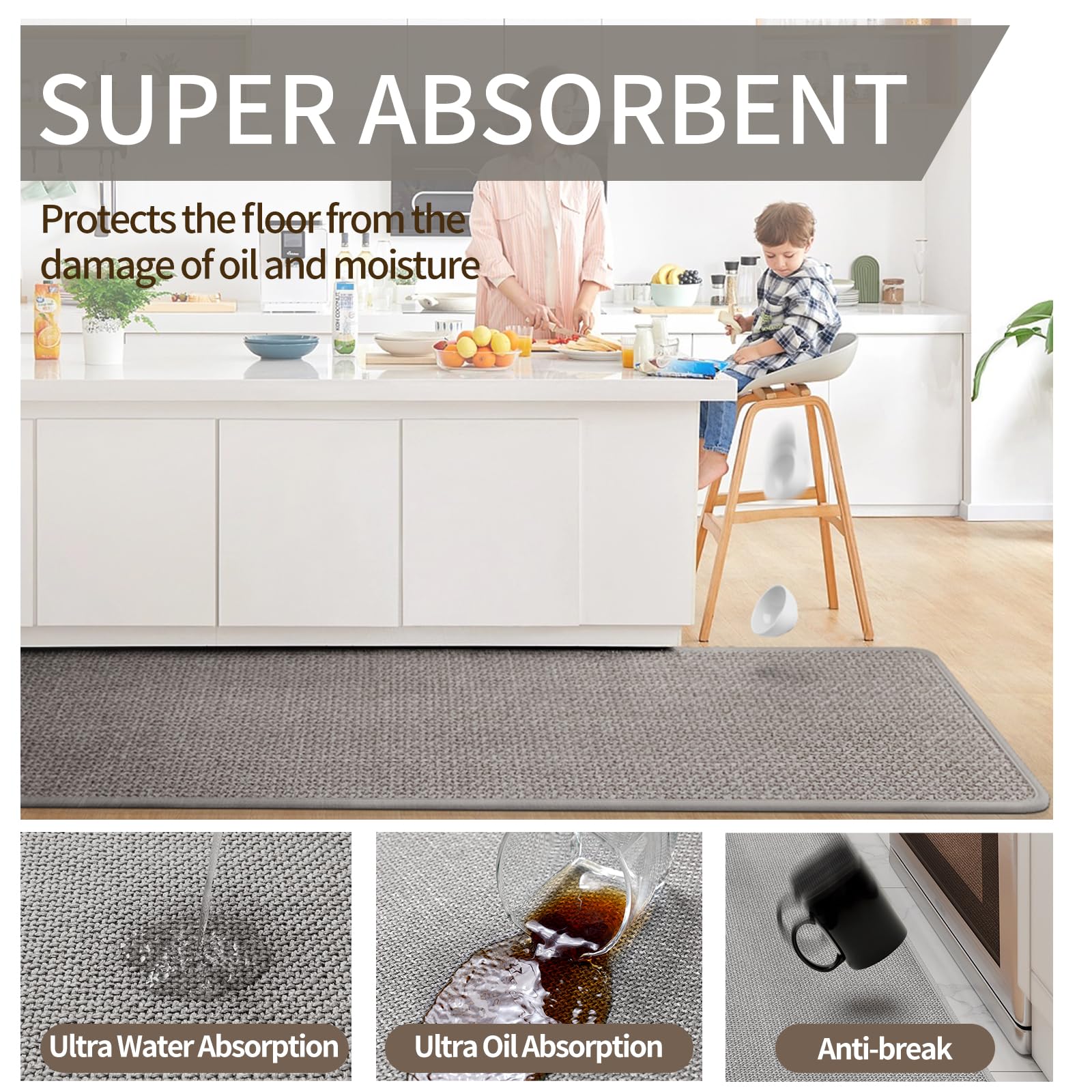 Corner Kitchen Rugs Non Slip Washable, Rubber Backed Circular Sector ...