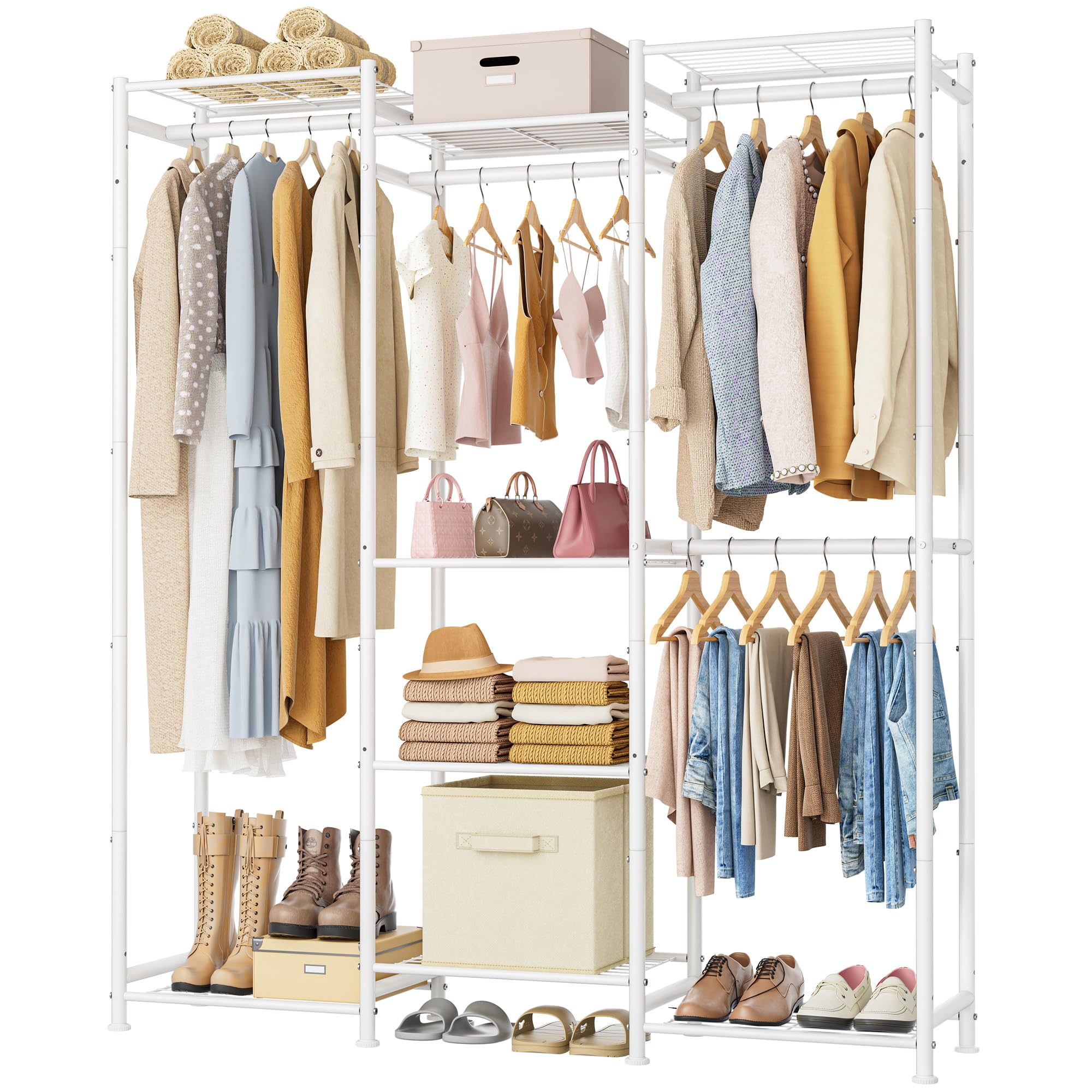 HOMIDEC Wardrobe Closet, 4 Hanging Spaces Portable Clothes Rack,Free ...