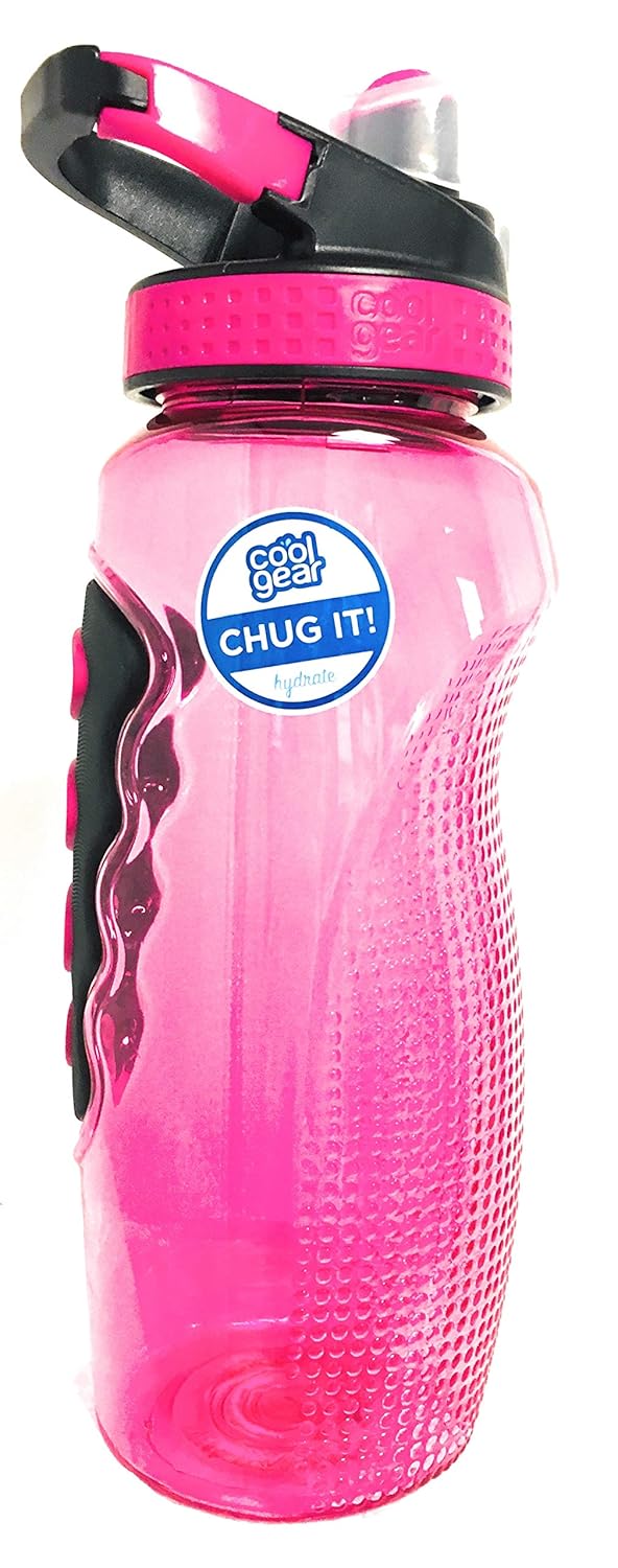 Amazon.com : COOL GEAR 32 FL OZ Chug Top Lid Water Bottle (Pink ...