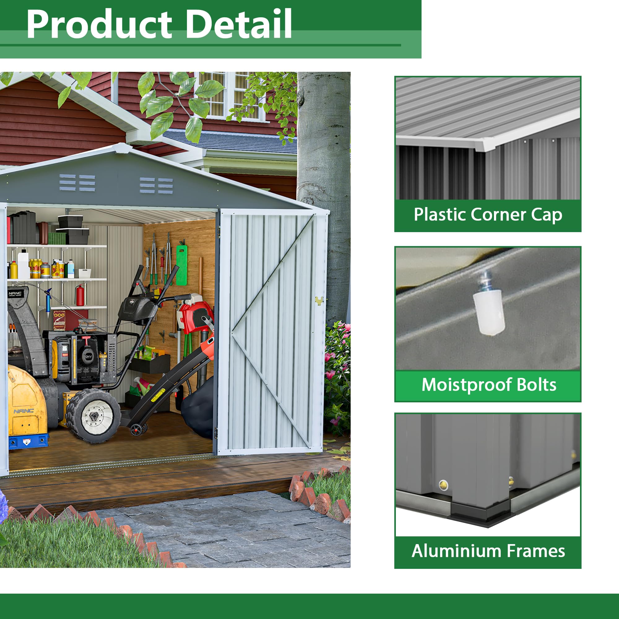 EMKK 10' X 8' Metal Storage Shed For Outdoor, Steel Yard Shed, Lockable ...