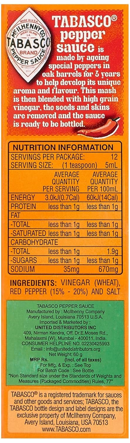 Tabasco Nutrition Label | Besto Blog