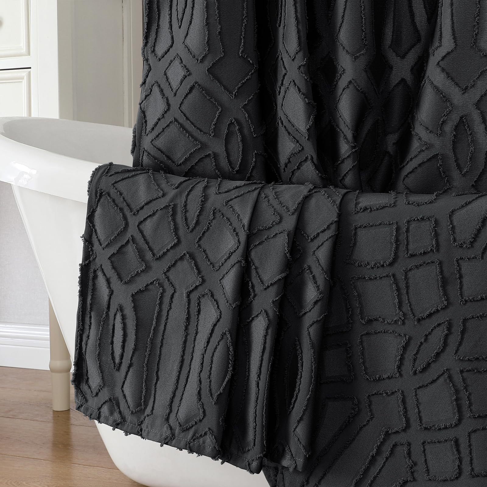 OWENIE Black Stall Shower Curtain 36 Inches Wide, Soft Fabtic Modern ...