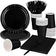 Amazon.com: ADXCO Black Party Supplies Disposable Black Party ...