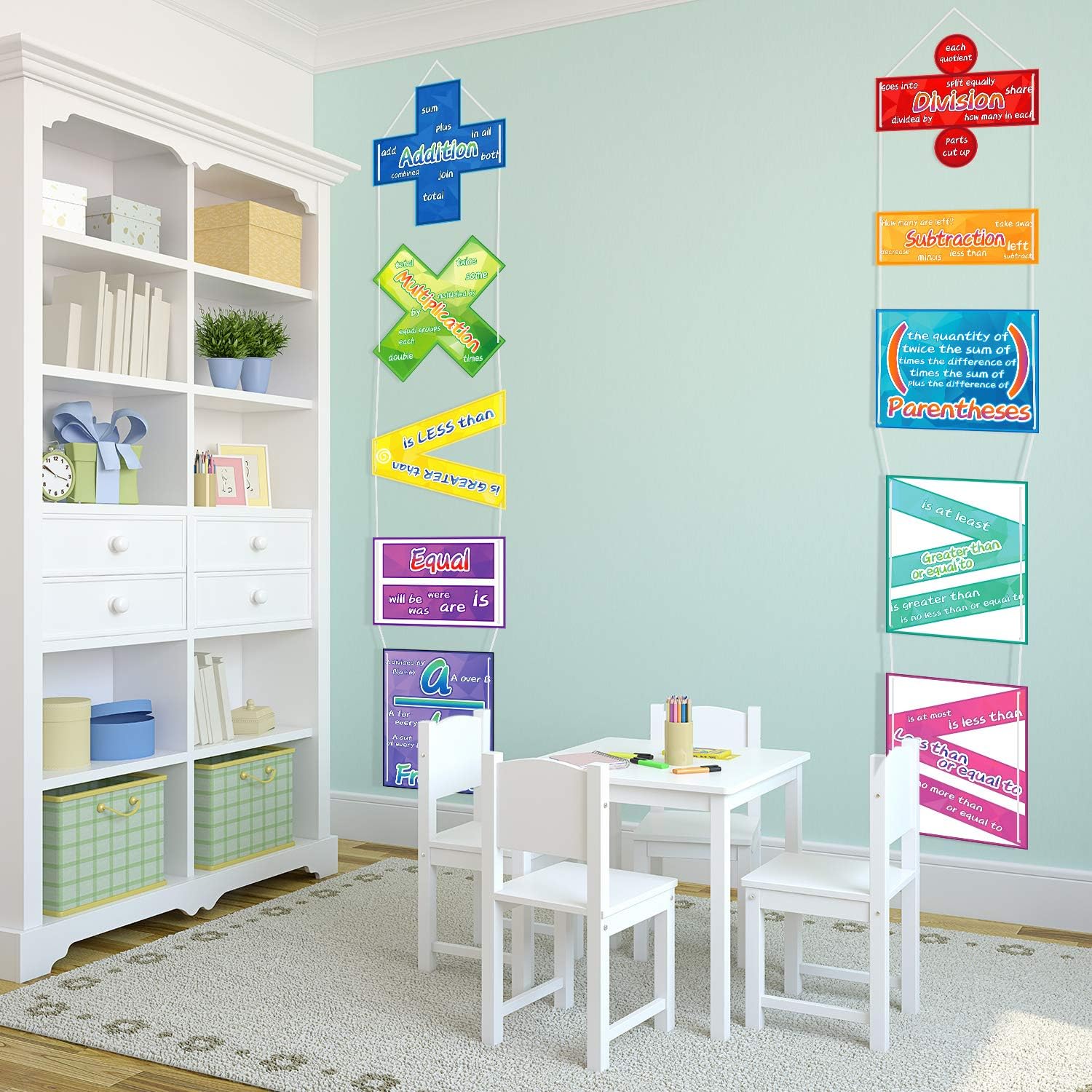 10 Pieces Math Poster Educational Learning Poster for Classroom ...