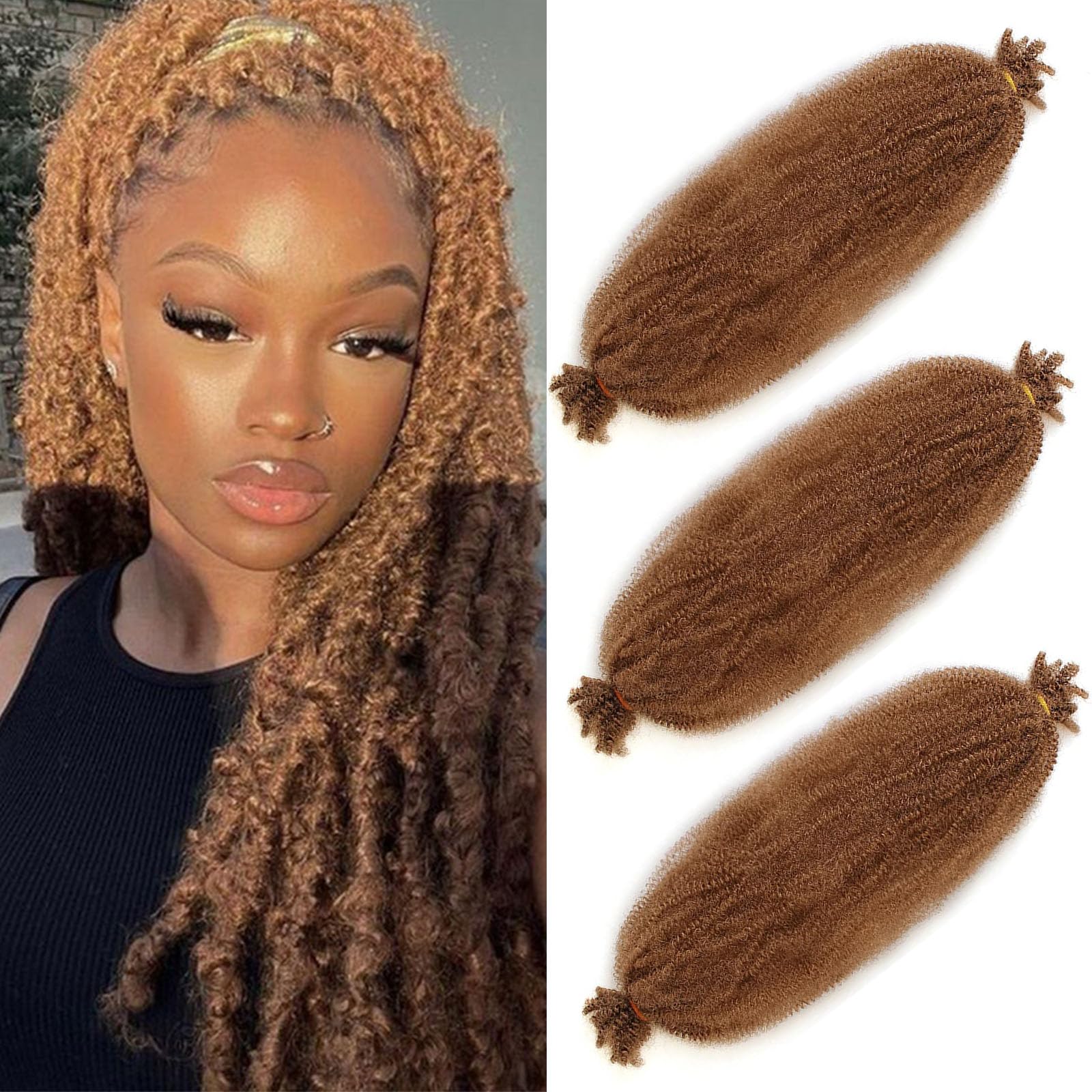 24 Inch 3 Packs Springy Afro Twist Hair Pre Fluffed Spring Twist Hair ...
