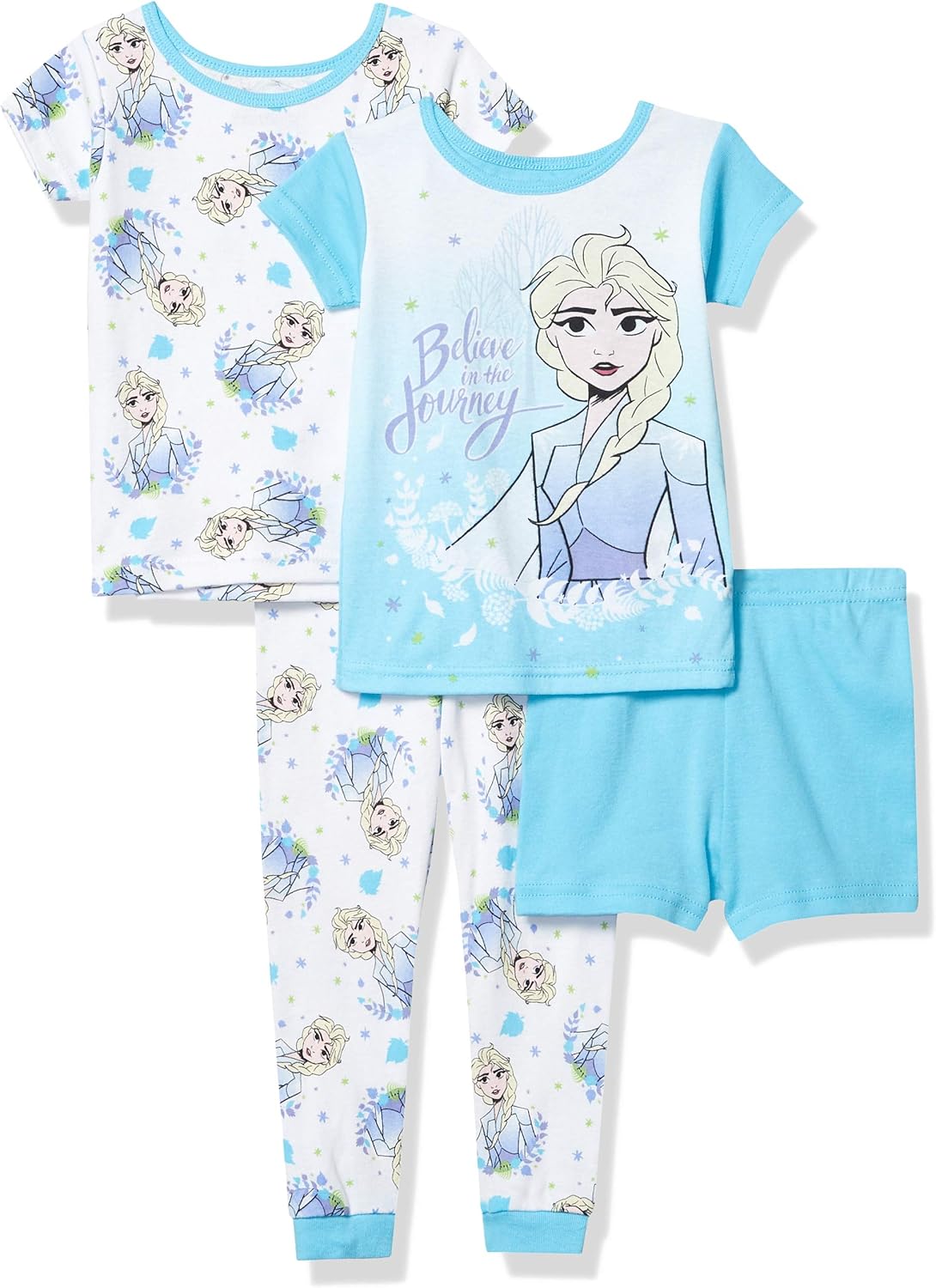 Amazon.com: Disney Girls' Frozen Elsa 4-Piece Cotton Pajama Set: Clothing
