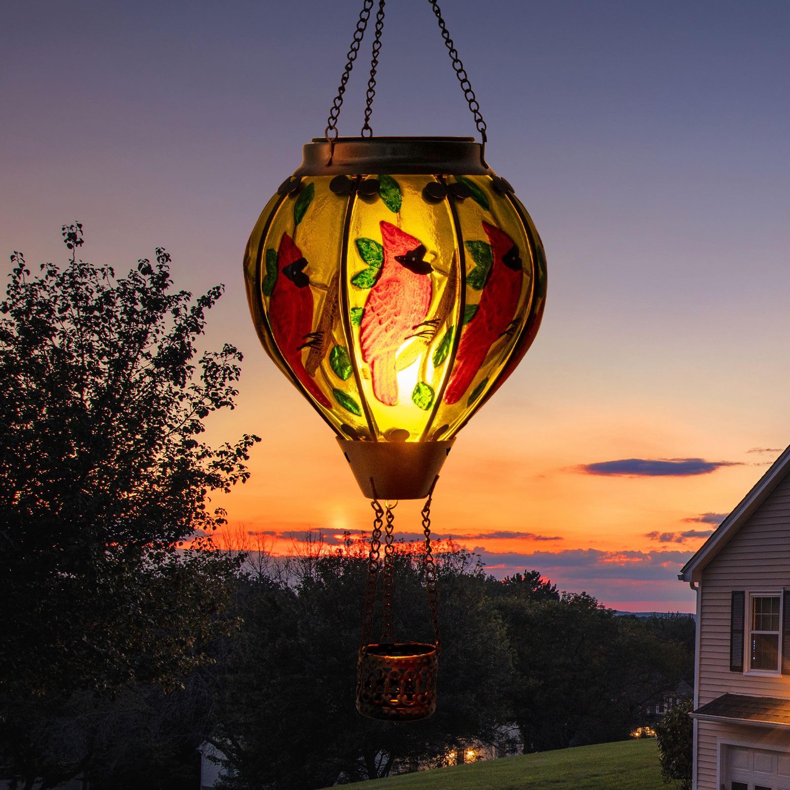 pearlstar Hot Air Balloon Solar Lantern with Flickering Flame Light ...