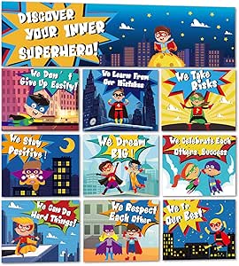 Amazon.com: Superhero Posters Hero Classroom Bulletin Board Banner ...