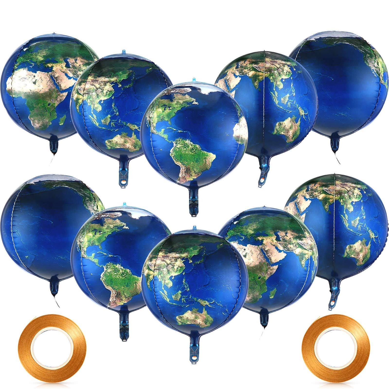 Gejoy 10 Pieces 22 Inch Earth Globe Balloons Sphere World Map Foil ...