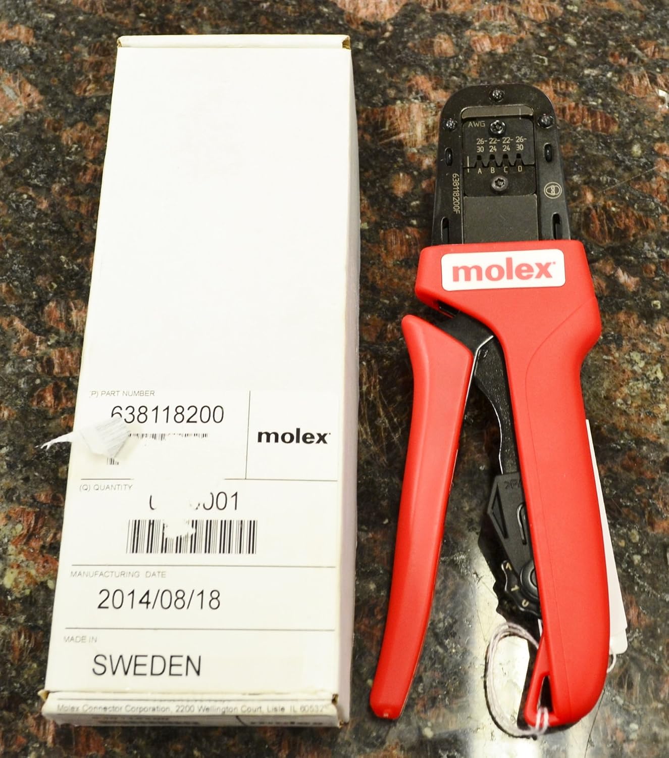 MOLEX 63811-8200 Crimp Tool, Ratchet, Molex KK 2759, 4809, 5159, 6459 ...