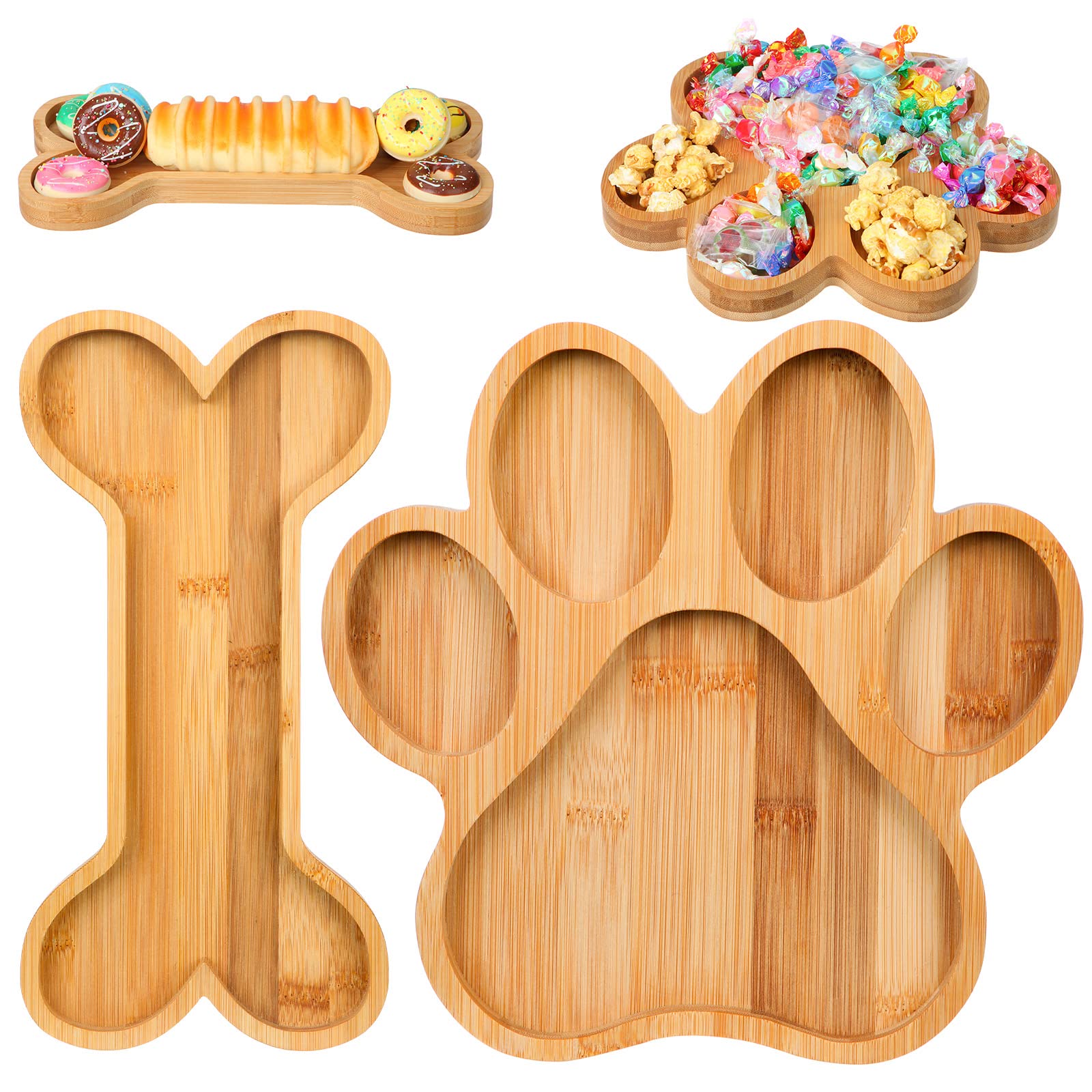 Sintuff 2 Pcs Cute Shaped Bamboo Serving Tray Charcuterie Board Party ...