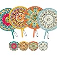 Amazon.com: SUJJY 4 Pack Assorted Mandala Pattern Hand Fan Foldable ...