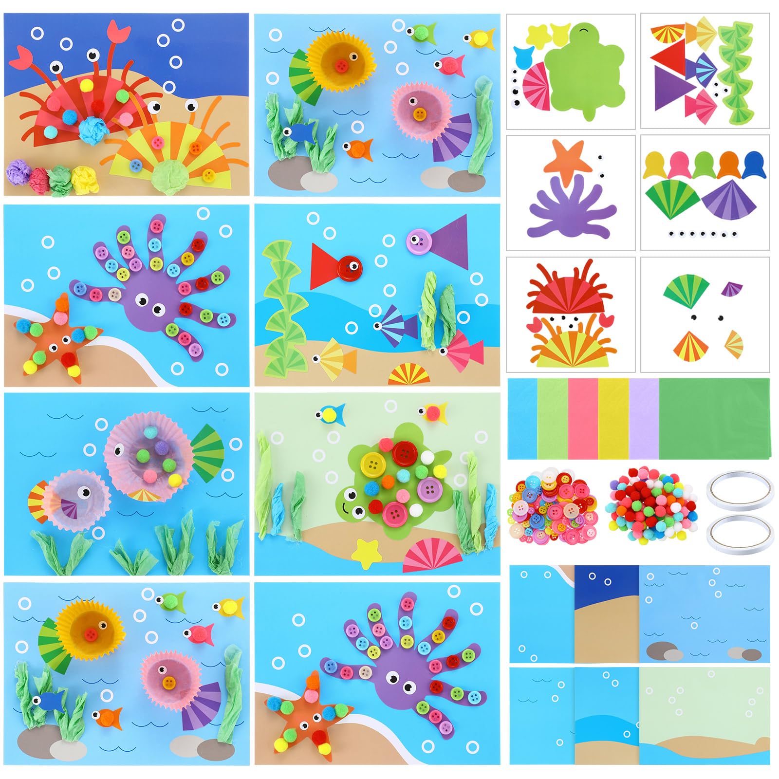 Hollowfly 24 Sets Summer Sea Animal Crafts Make a Ocean Animals ...