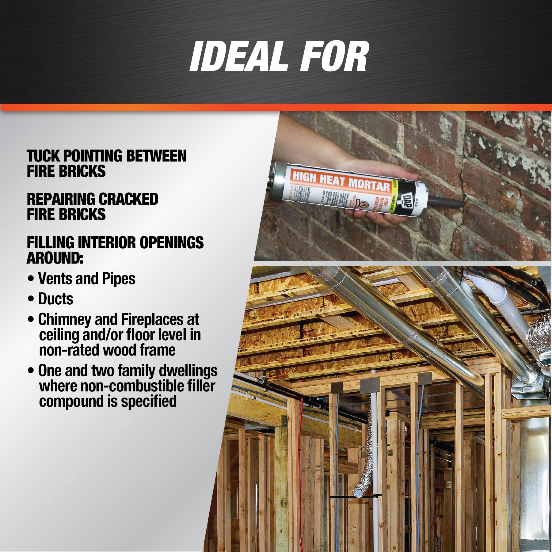 Mua 120-Pack of 10.1 oz Dap 18854 High Heat Mortar Black Fire Resistant ...