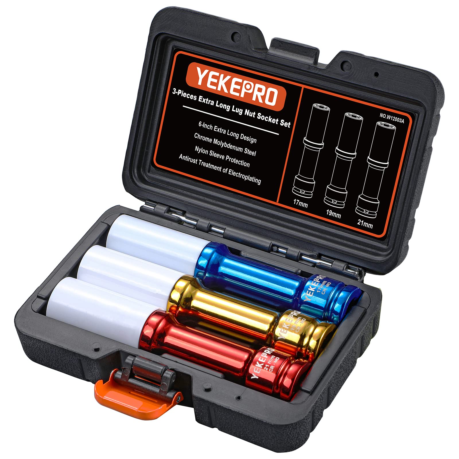 YEKEPRO Lug Nut Socket Set 1/2" Drive Impact Tools, Non-marring & Thin ...