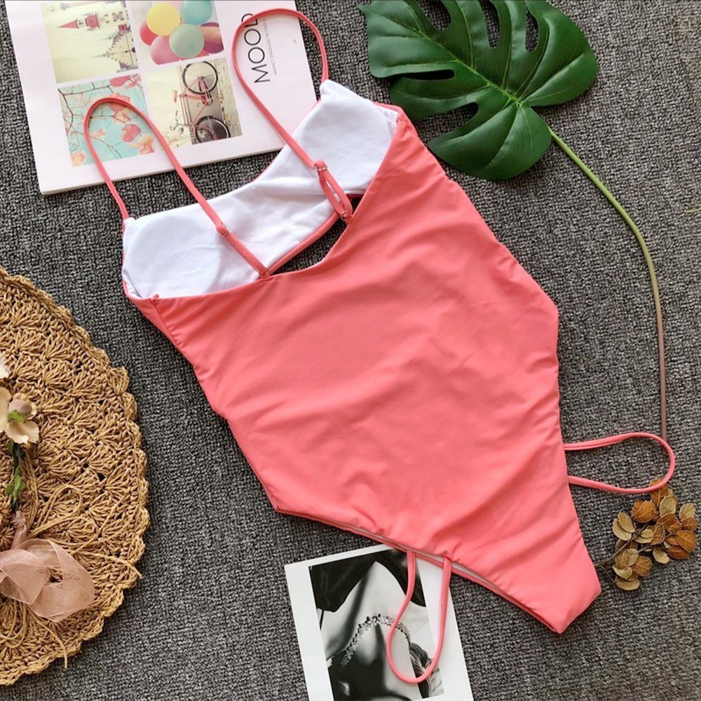 MOPOOGOSS Womens One Piece Swimsuits Push up Strappy High Cut High ...