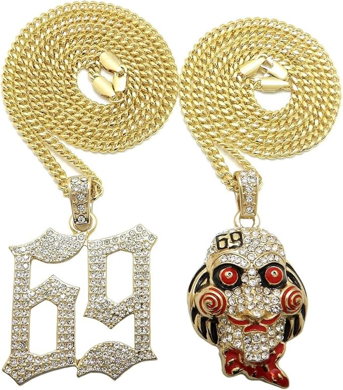 Mens Hip Hop Iced Out Rappers Inspired 69 Pendant Cuban Chain Necklace ...