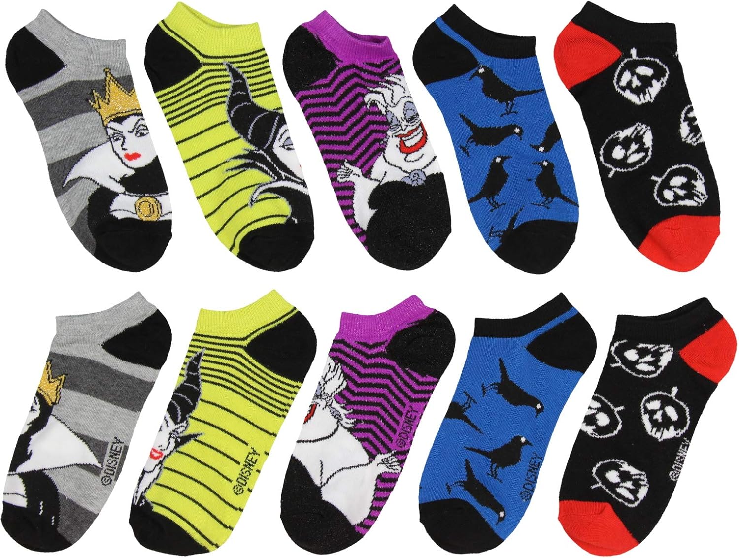 Amazon.com: Disney Villains Icon Divas Socks Ursula Maleficent Evil ...