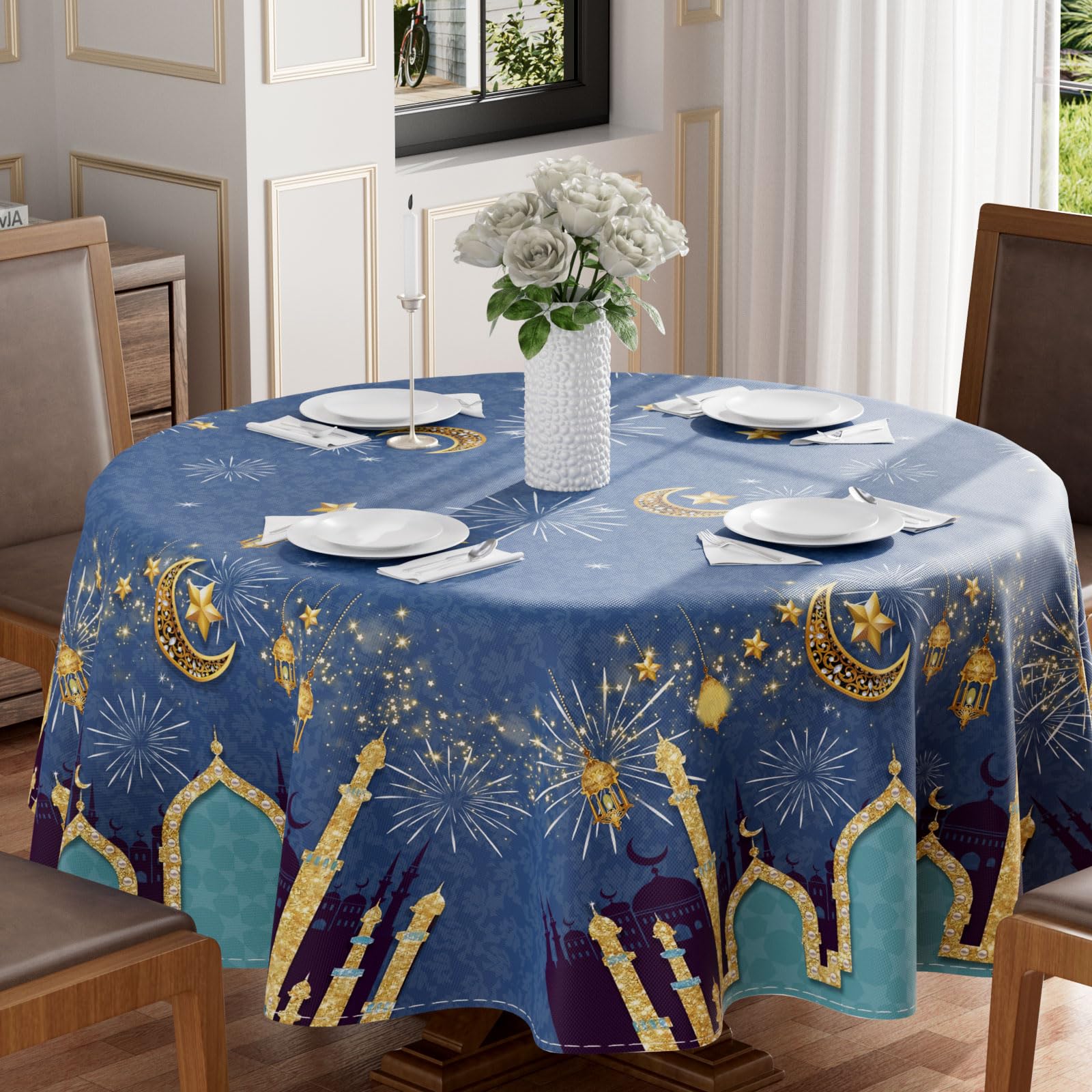 BOTB LIHM Eid Al-Fitr Ramadan Night Green Castle Lantern Stars and Moon ...