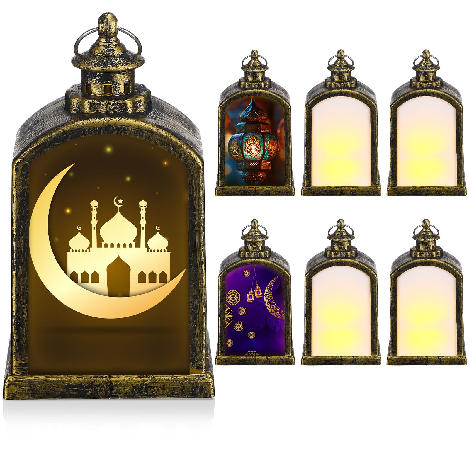 Baquler 6 Pcs Ramadan Lanterns Sublimation Candle Mini Blank LED ...