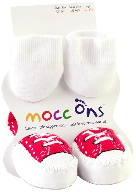 Mocc Ons Moccasin Washable Leather Sole Slipper Socks (24-36 Months ...