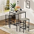 Amazon.com - ROCKINGRUN Bar Table and Chairs Set, Square Bar Height Table with 2 Bar Stools, Pub ...