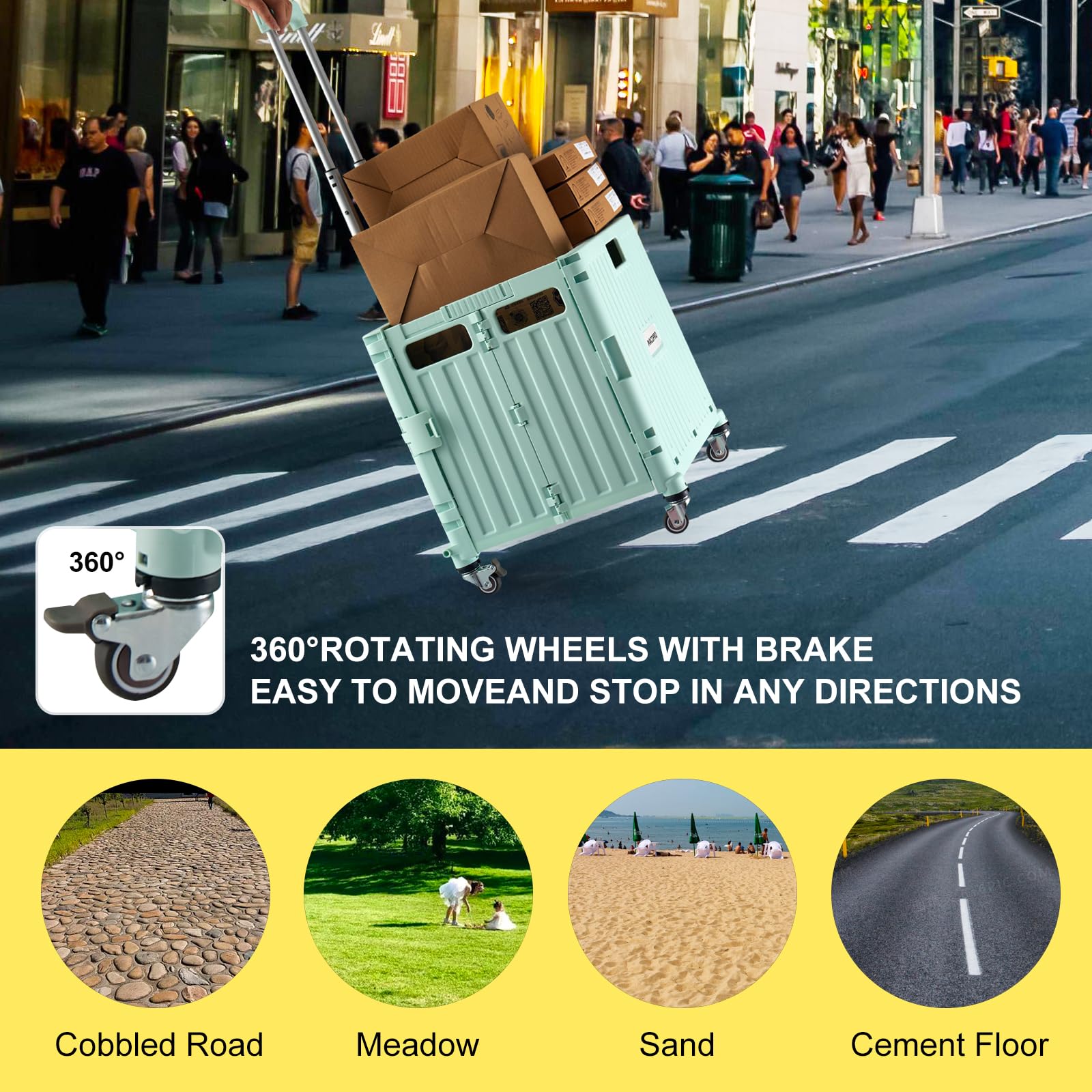 Mua Folding Utility Cart Portable Rolling Crate Handcart Shopping ...